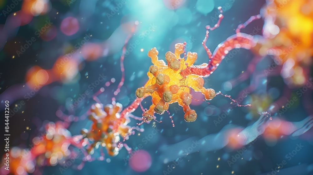 An illustration of a growth factor molecule binding to a receptor on a ...