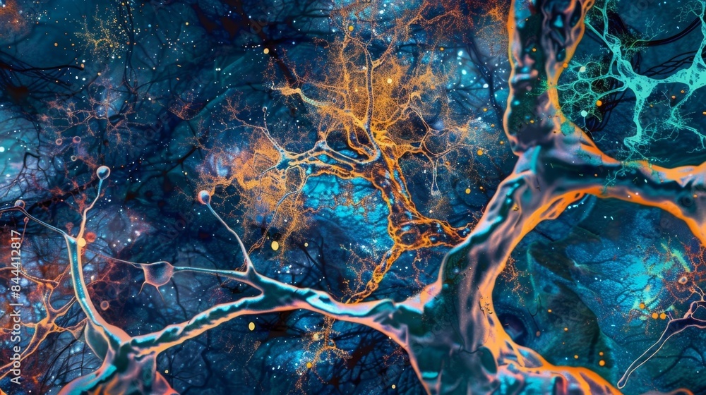 This microscopy image displays a range of axonal abnormalities ...