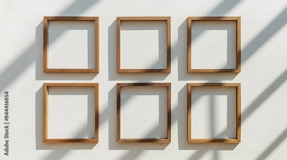 4. Illustrate a minimalist 2D cartoon depiction of four wooden frames ...