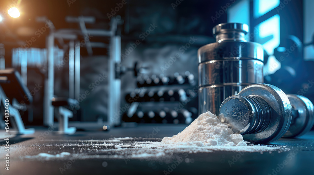 High-Performance Creatine Monohydrate Powder in Fitness GYM. Vital ...