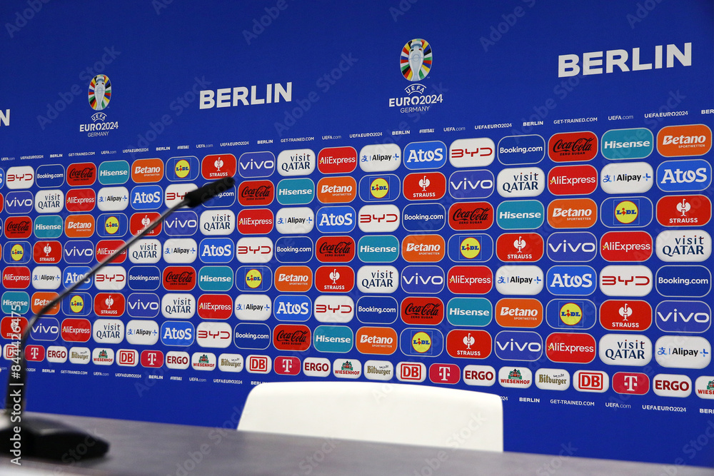 Berlin, Germany - June 7, 2024: UEFA EURO 2024 advertisement decoration ...