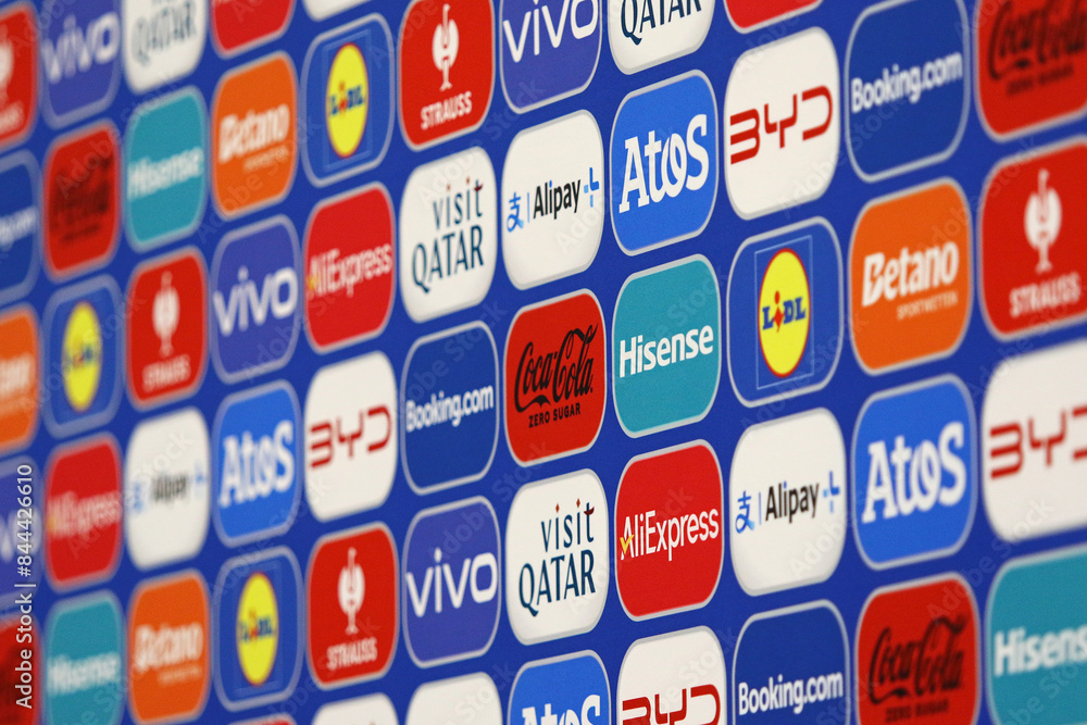 Berlin, Germany - June 7, 2024: UEFA EURO 2024 Sponsors billboard ...
