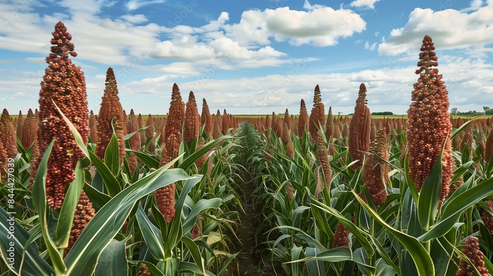 Sorghum Field Ready for Harvest Agriculture Landscape in Golden Tones ...