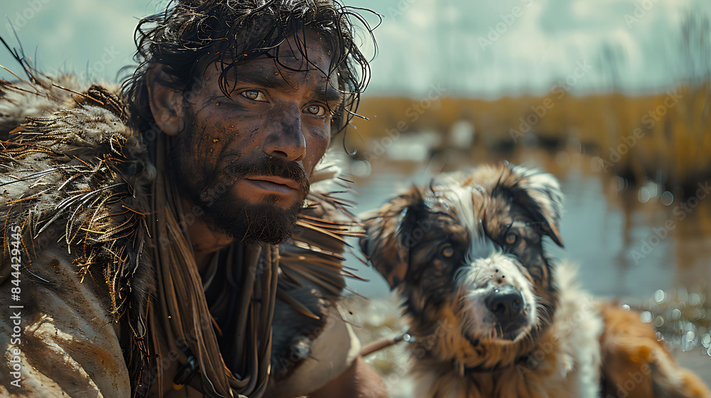 Mesolithic hunters utilizing dogs assist in hunting small game captured ...