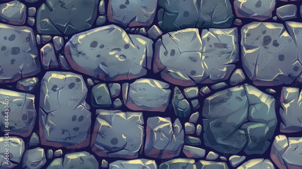 Seamless stone wall texture, 2d game stone texture, cartoon seamless ...