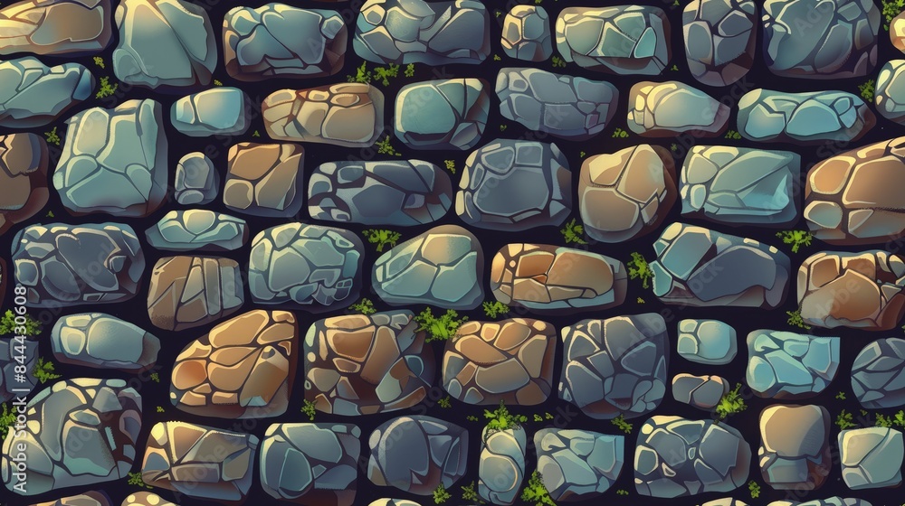 Seamless stone wall texture, 2d game stone texture, cartoon seamless ...