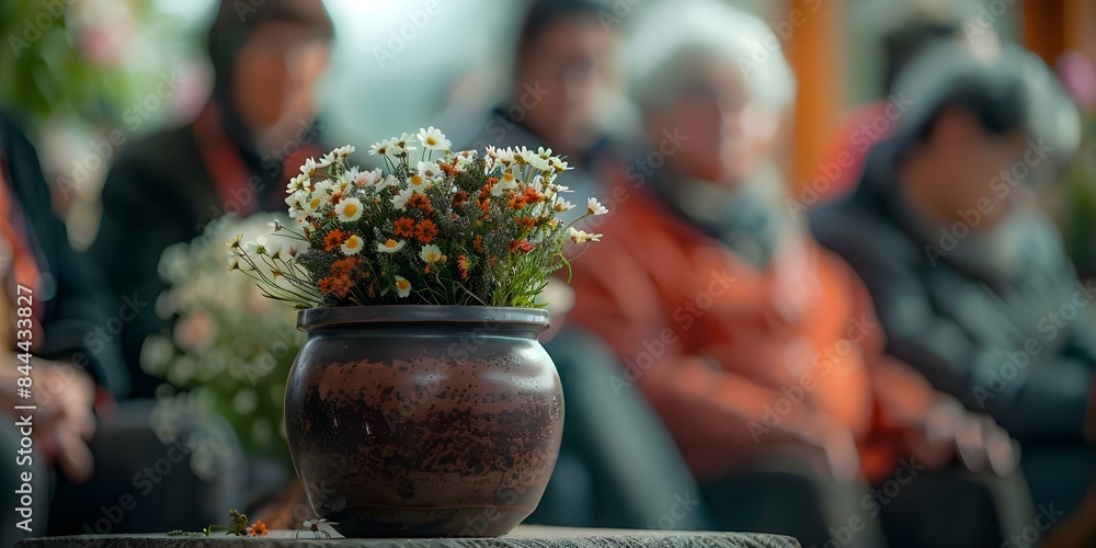 Mourners at Funeral Saying Farewell to Deceased with Ashes of Flowers ...