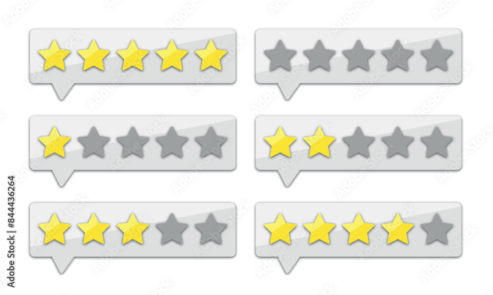 set of 3d elements star rating icon. Review star rating and feedback ...