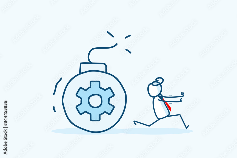 businessman stick figure character in a suit is running away from a ...