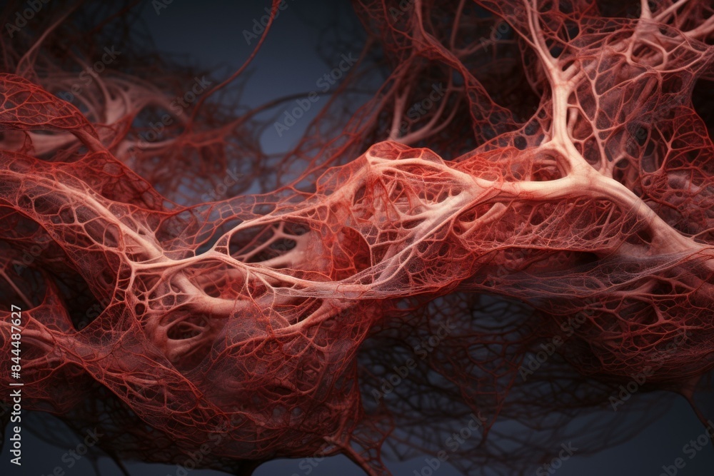 Detailed 3d render of intricate vascular network structure with ...