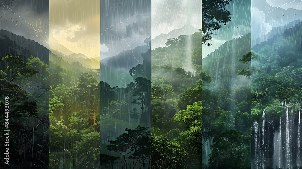 Rainforest during different seasons, showing how the landscape changes ...