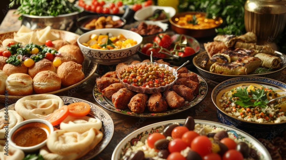 Arabic Cuisine;Middle Eastern traditional dishes and assorted meze ...