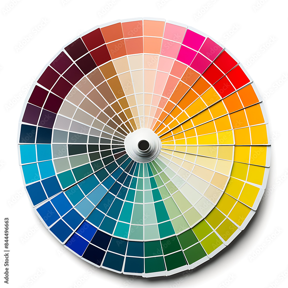 Color wheel with color sample swatches. A color palette guide circle ...