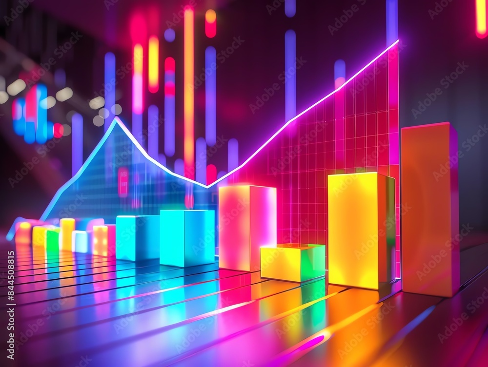 3D Stacked Area Chart for Business Metrics A stacked area chart with ...