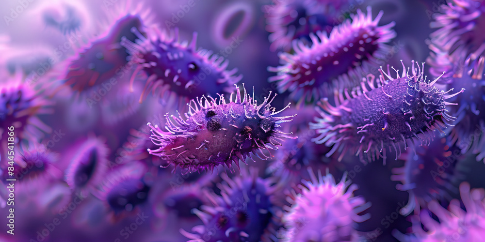 Lavender Purple Sanitizer Microbial Disruption: High-resolution view of ...