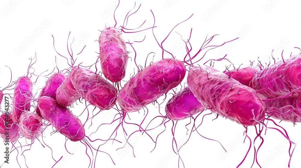 Microscopic view of salmonella bacteria. Close-up scientific image ...