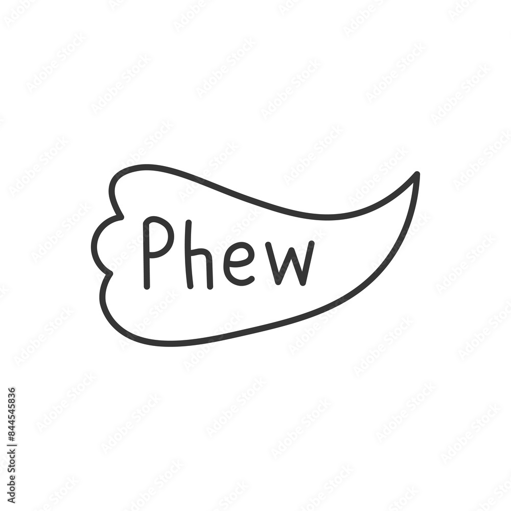 Phew Speech Bubble Doodle. Outline comic balloon with exhalation of ...