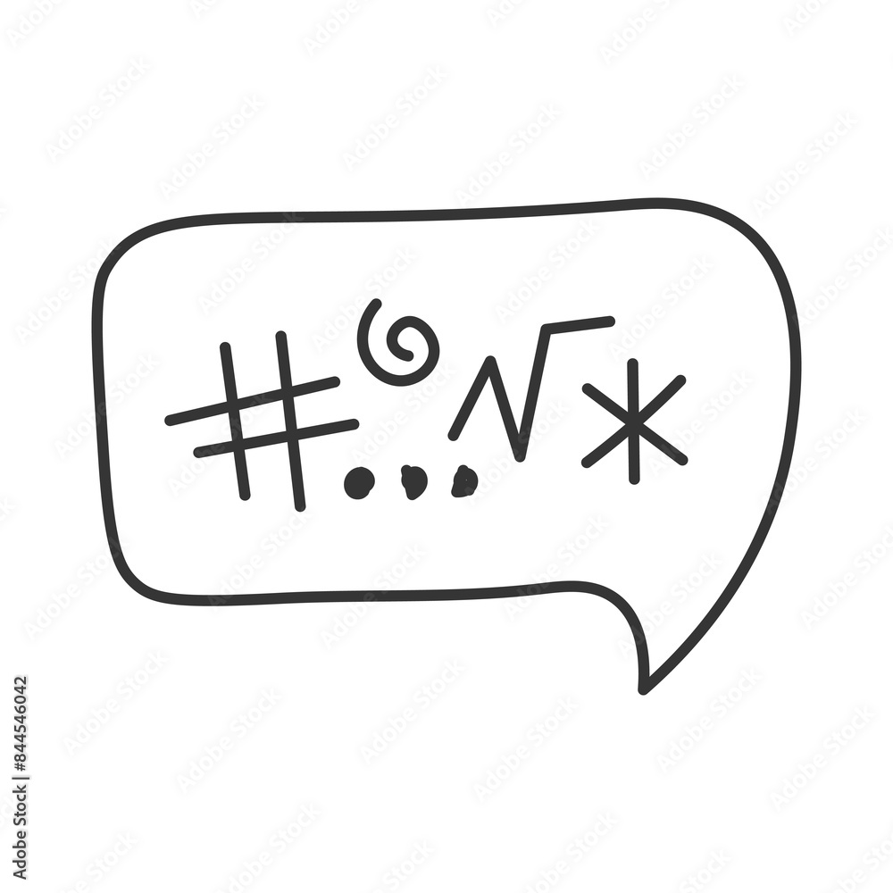 Speech bubble with symbols doodle. Embarrassment confusion anger swear ...