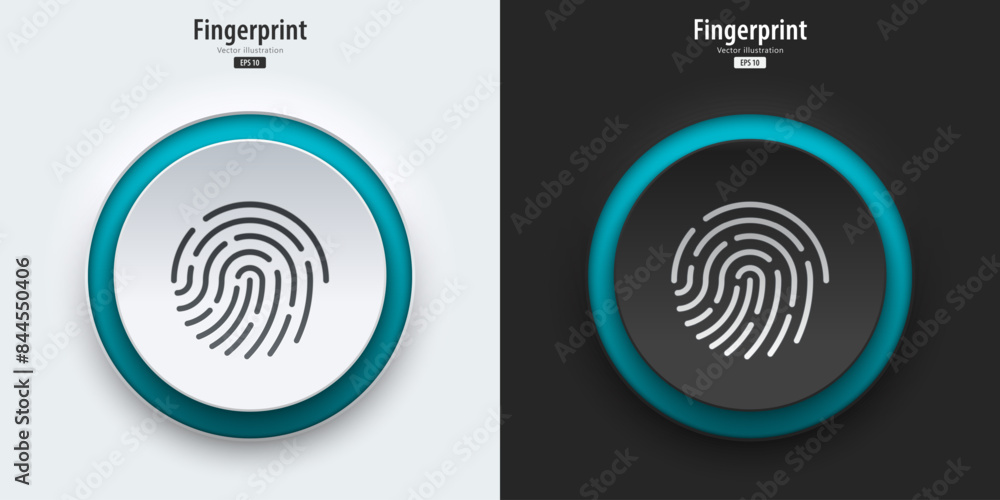 Fingerprint sign. A set of black and white push buttons with ...