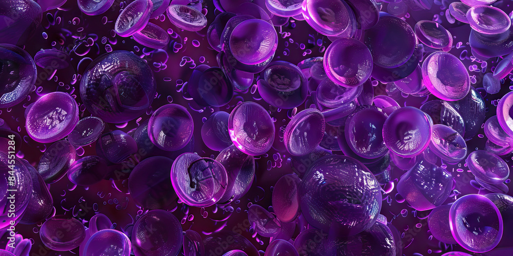 Amethyst purple erthrocyte aggregation microscopic liquid and cells ...