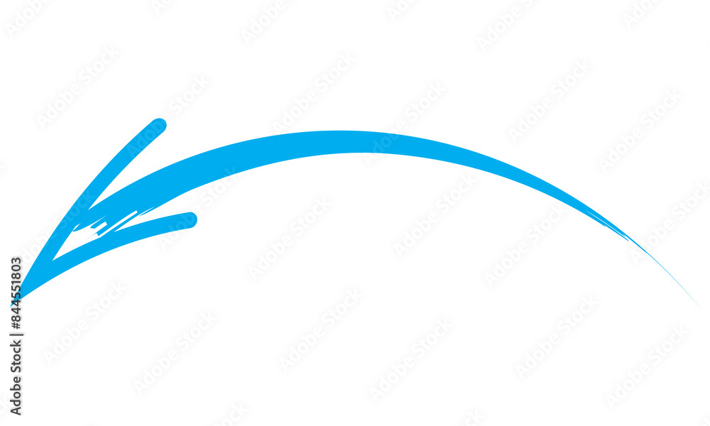 Blue hand painted arrow drawn with ink brush. Clipart isolated on white ...