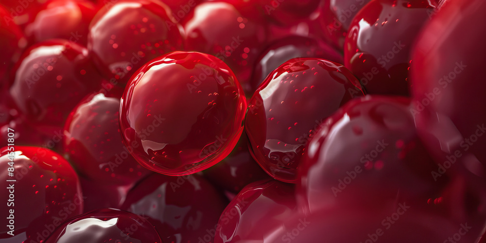 Ruby red blood cells microscopy close up examination of the inner body ...