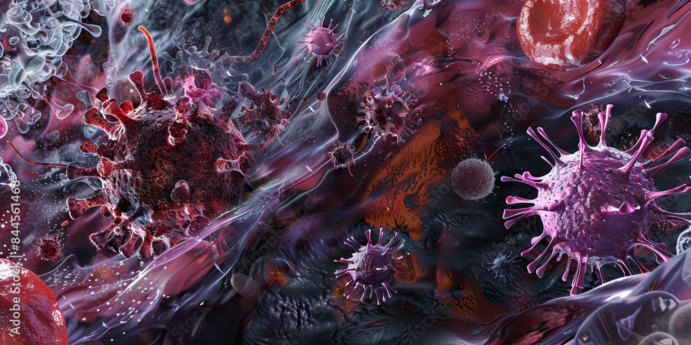 Virus-Induced Pathology: A series of images showing the pathological ...