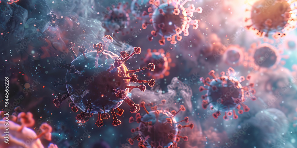 Virus transmission dynamics showing how cells multiply microscopic view ...