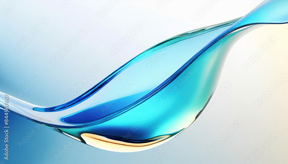 Abstract liquid glass shape with colorful reflections. Ribbon of curved ...