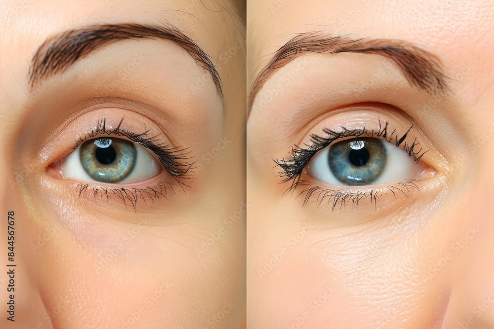 A model eyes before and after eyelid surgery blepharoplasty ...