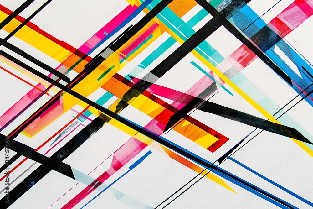 Foto de A modern art piece featuring a series of brightly colored lines ...