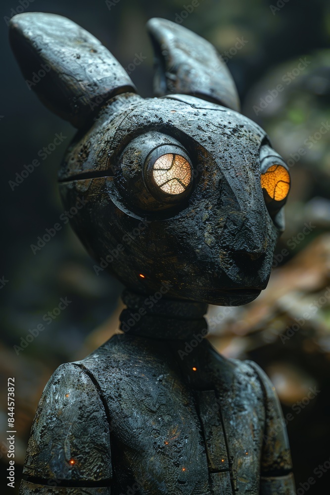 ancient Oracle guardian, alien skin furry rim light, rabbit temple ...