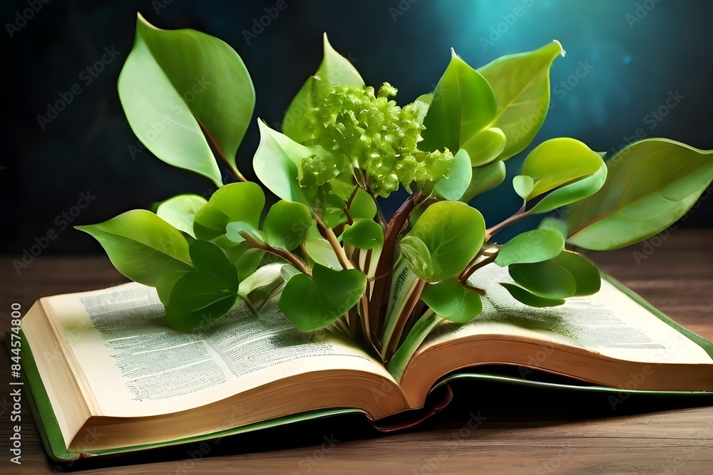 beautiful nature concept with cool leaves and green sprouts symbolizing ...