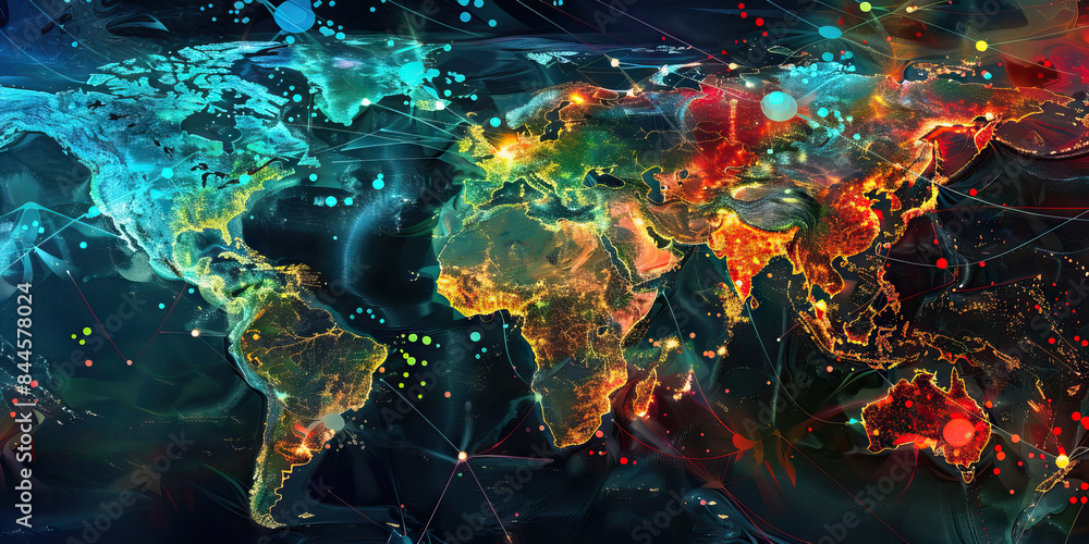 Global Epidemic: A map showing the spread of a new infectious disease ...