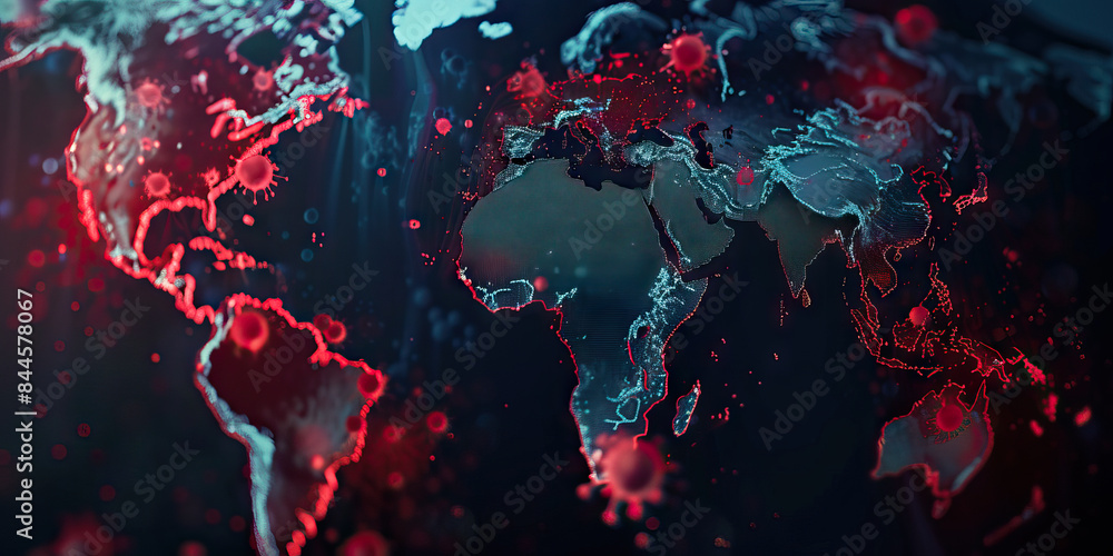Global Epidemic: A map showing the spread of a new infectious disease ...