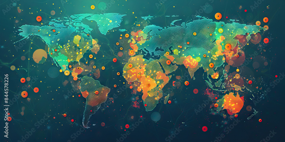 Global Epidemic: A map showing the spread of a new infectious disease ...
