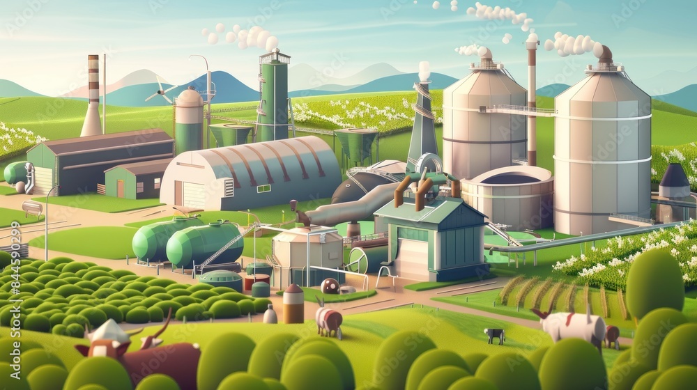 This cartoon vector illustration depicts an industrial infographic ...