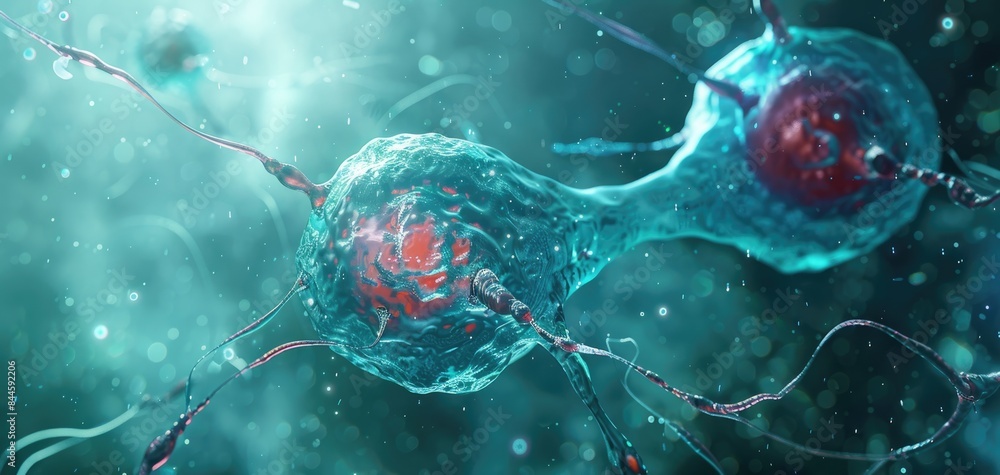 A microscopic view of a single cell division process, close up ...