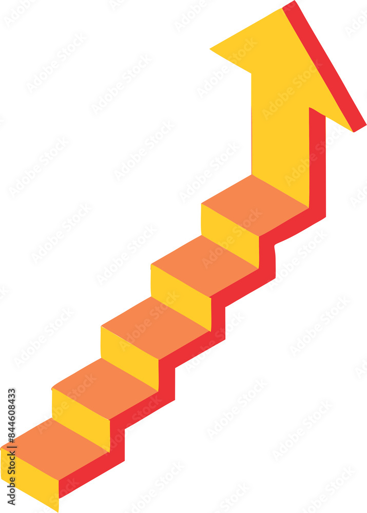 Realistic 3d Bar chart arrow with upward trend on transparent ...