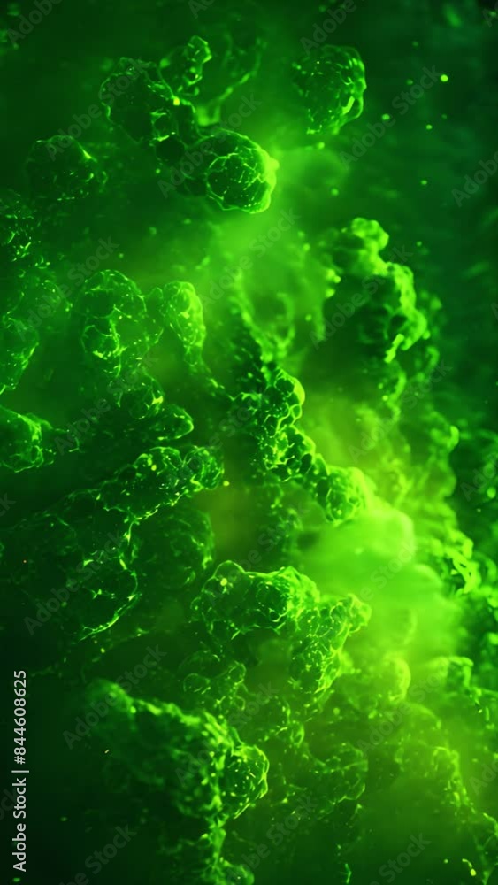 Green toxic poison animated bacteria cell and virus microscope 3d ...