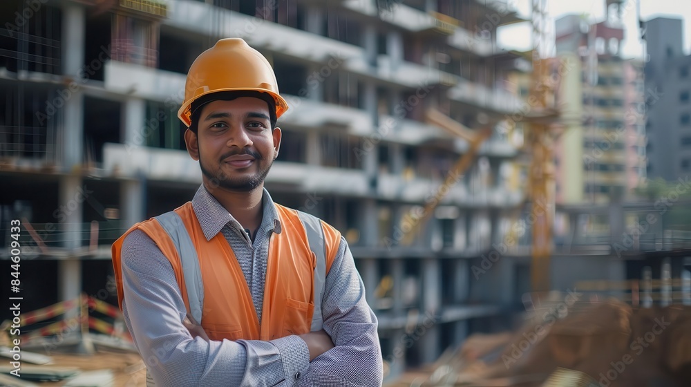 indian civil engineer overseeing construction site portrait photo Stock ...
