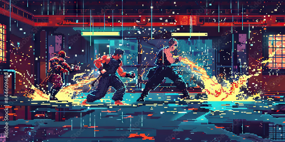 Pixel Prowess: The Art of Combat in Retro Gaming - An illustration ...