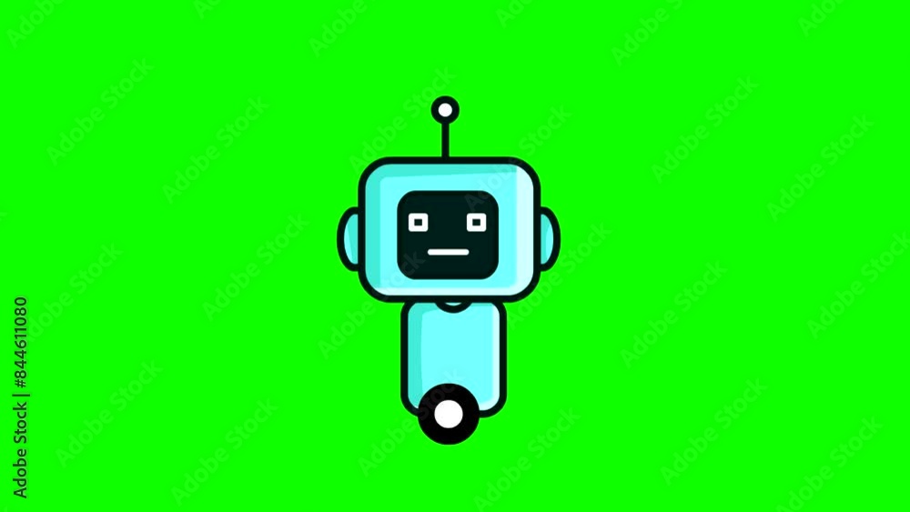 Animation of a small robot in cartoon style on a green background, art ...