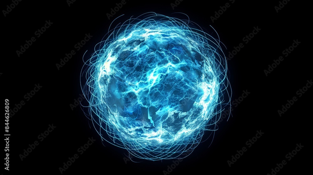 Electricity and glowing power sphere with electric energy and plasma ...