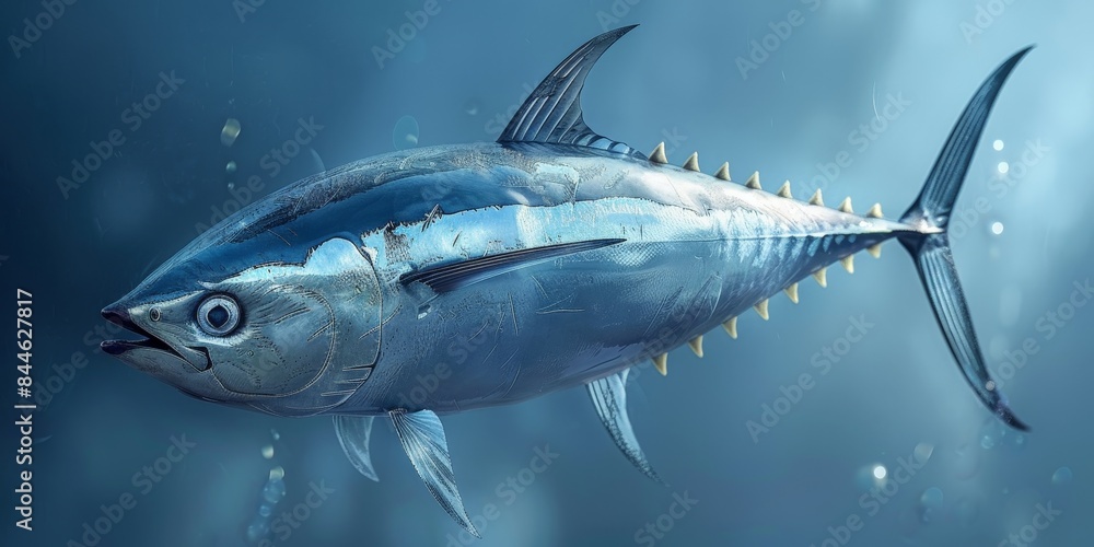 Realistic bluefin tuna fish with detailed scales and fins, showcasing ...