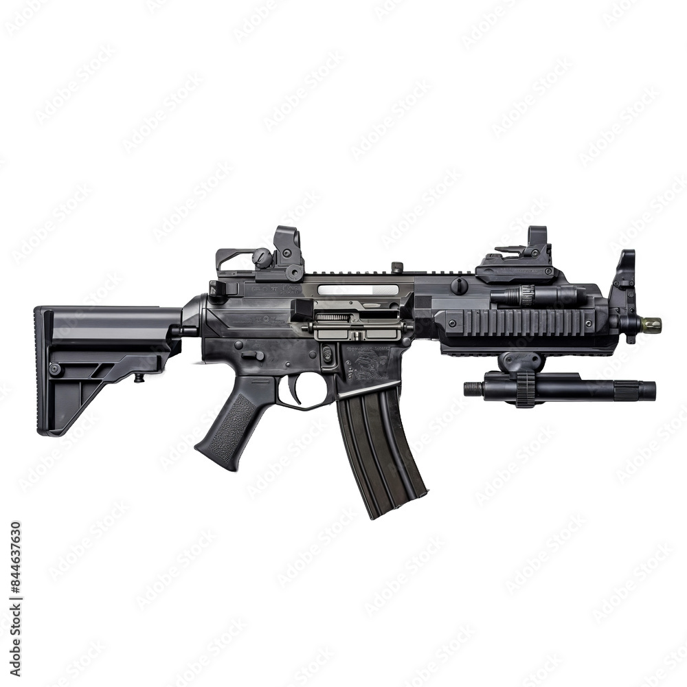 assault rifle isolated on transparent png background. A black rifle ...