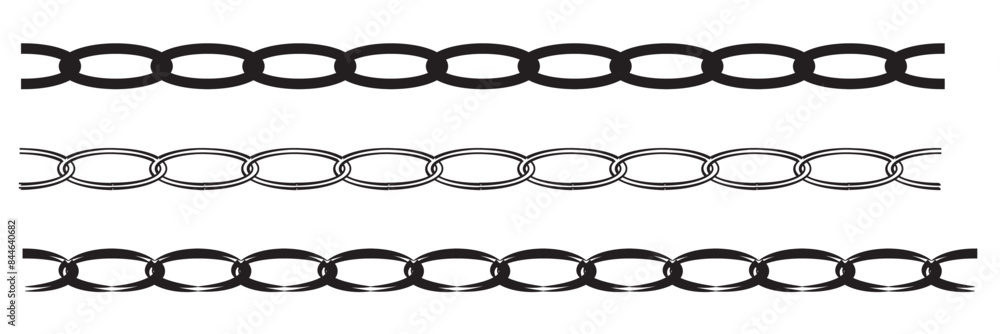 Monochrome set different type of metal chains in silhouette style ...