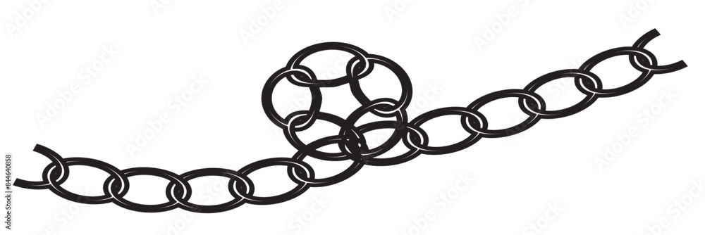 Monochrome set different type of metal chains in silhouette style ...