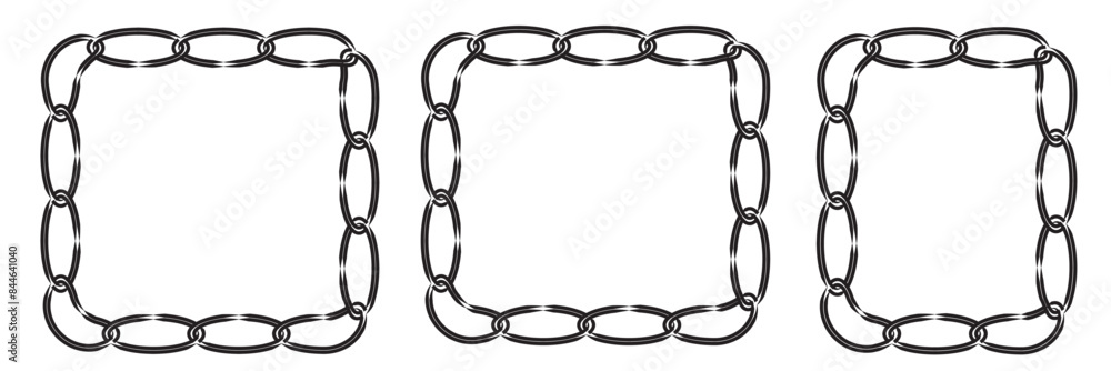 Monochrome set different type of metal chains in silhouette style ...