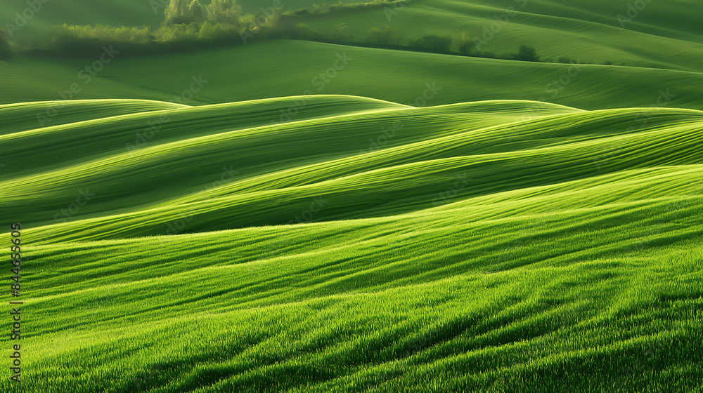 Abstract green background with wavy lines and curves, representing ...